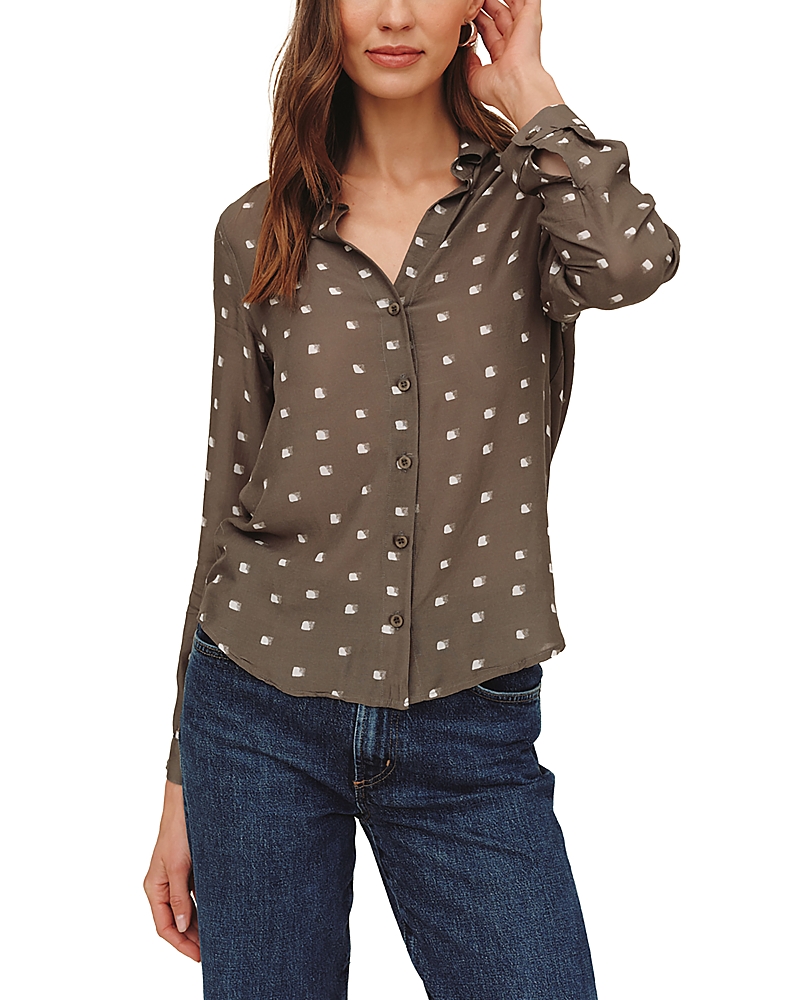 BELLA DAHL Bella Dahl Classic Button Down Shirt in Olive Mosaic Print